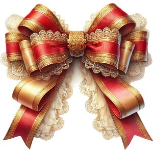 Christmas Coquette Bow Clipart Set, Digital Download for Scrapbooking ...