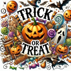 Trick or Treat Clipart Bundle, Cute Halloween Images for Junk Journals ...
