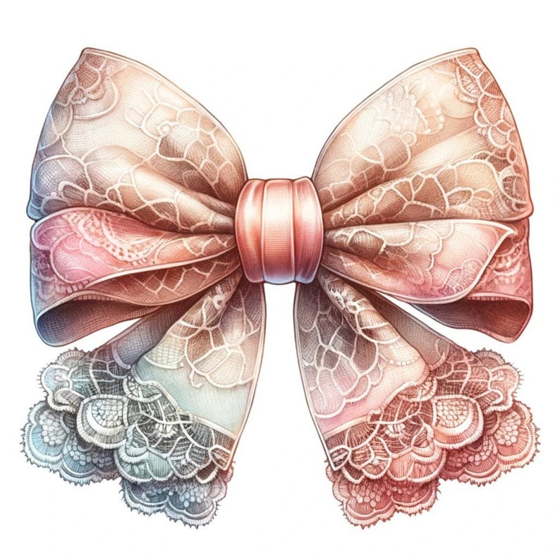 Retro Lace Bow Clipart, Shabby Chic Decor, Coquette Aesthetic Digital ...
