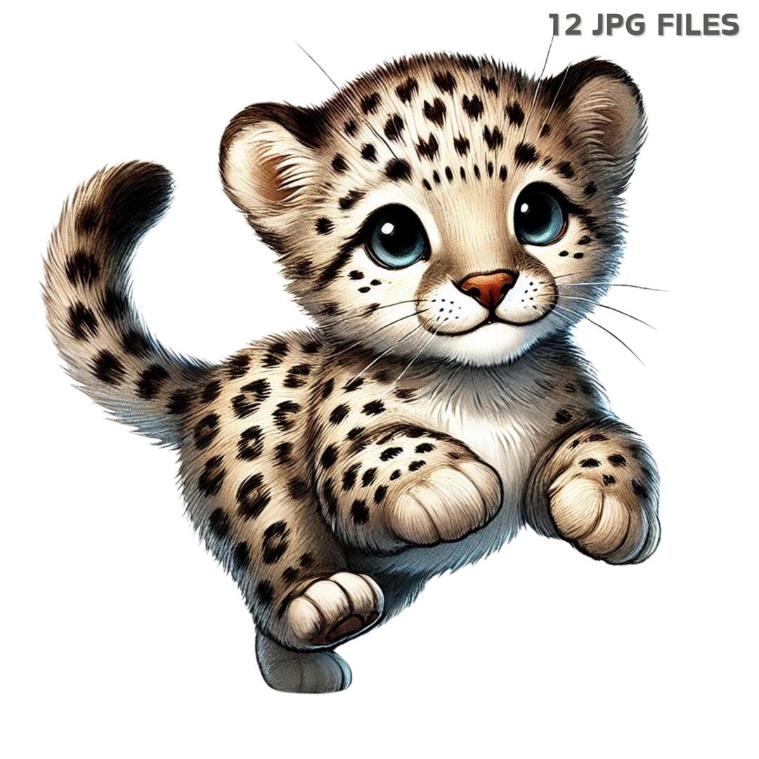 Cute Leopard Safari Digital Clipart Bundle, Jungle Animals Watercolor ...
