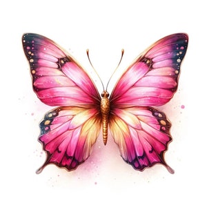 Shabby Chic Pink and Golden Butterfly Clipart for Craft Projects ...