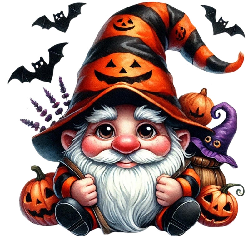 Halloween Gnome Stickers Digital Clipart Images for Junk Journals ...