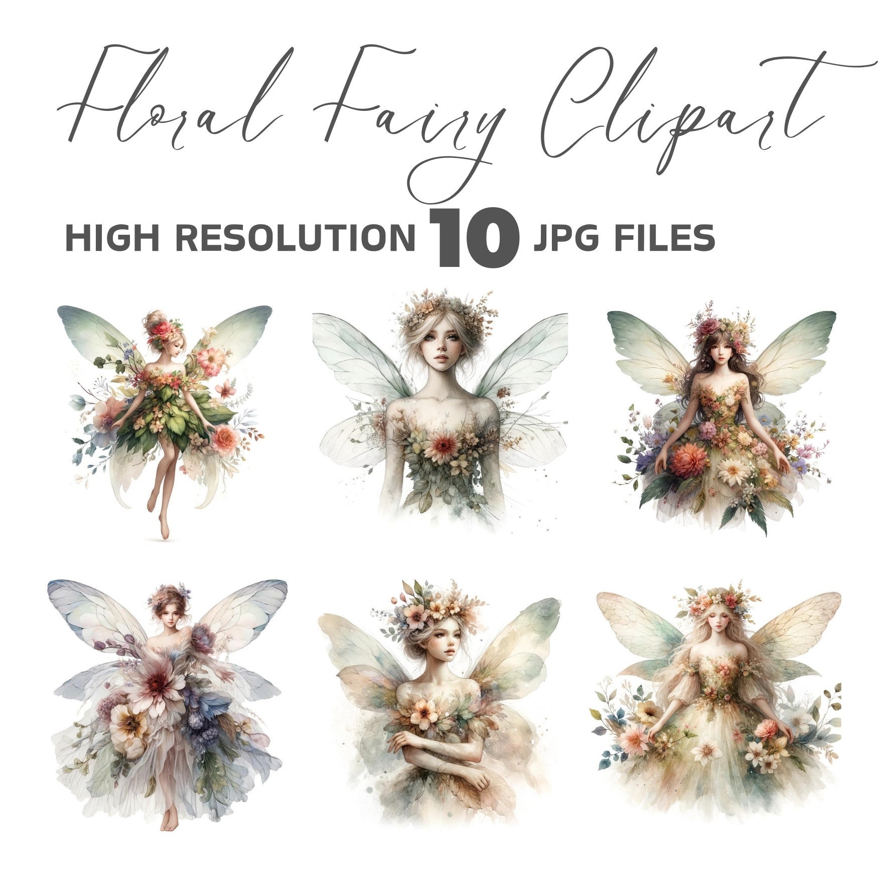 Vintage Flower Fairy Clipart for Collage Images and Junk Journals ...