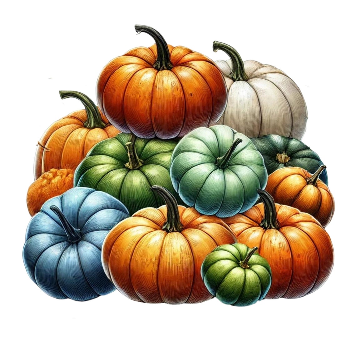 Colorful Pumpkin Stack Clipart for Fall Sublimation, Digital Download ...