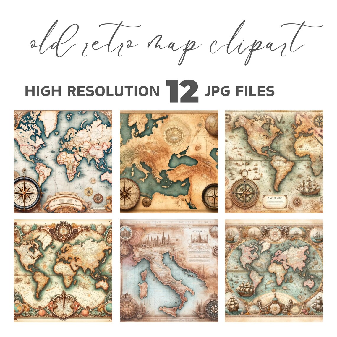 Old Retro Map Digital Paper Pack, Vintage Patterns for Creative ...