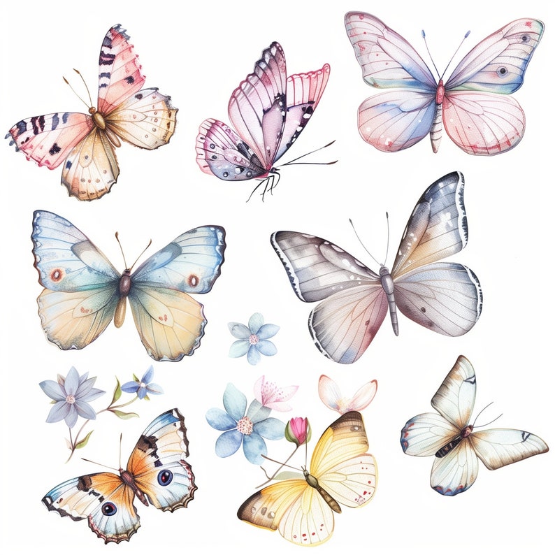 10 Beautiful Butterfly Clipart Set Instant Download for Commercial Use ...