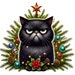 Grumpy Black Cat Christmas Clipart, Funny Design, Digital Download ...