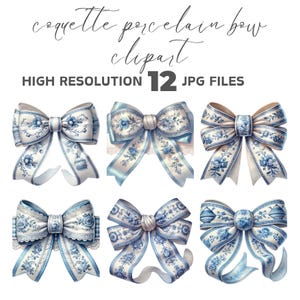 Coquette Porcelain Bow Clipart, Blue White Chinoiserie, Vintage ...