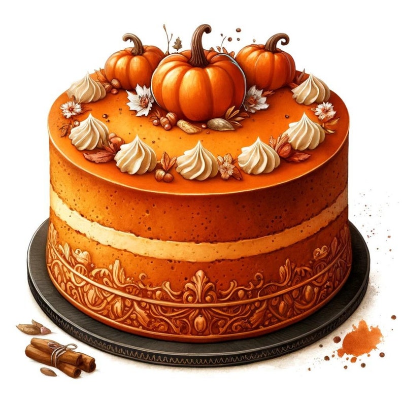 Cute Pumpkin Cake Clipart Set: Digital Download for Crafting ...
