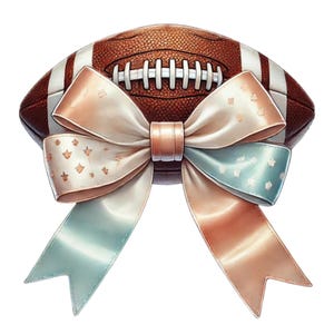 American Football Coquette Bow Clipart, Retro Game Day & Preppy Sport ...