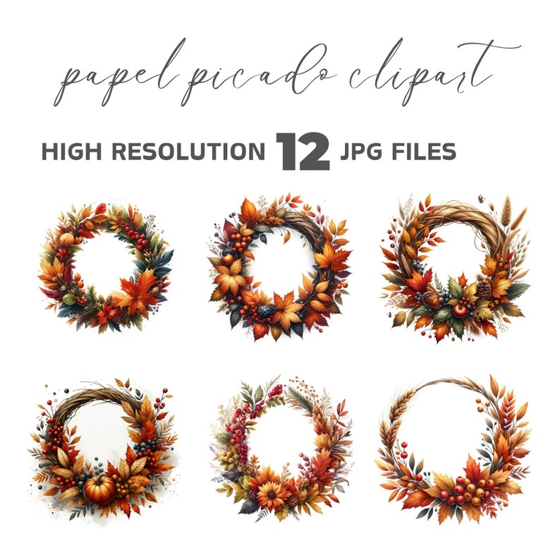 Fall Floral Frames Digital Clipart Set, Thanksgiving Junk Journaling ...