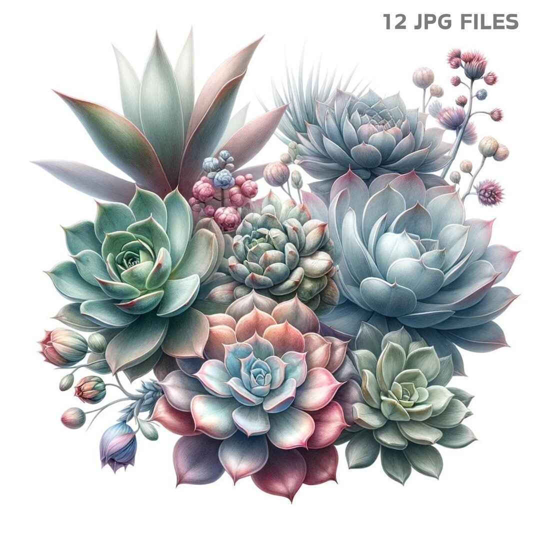 Watercolor Succulent Plant Clip Art for Junk Journals and Printable Art ...