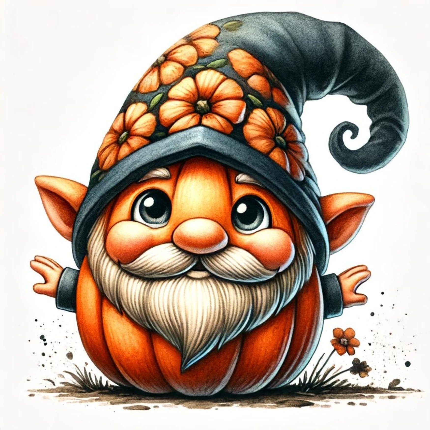 Funny Pumpkin Gnome Clipart, Digital Images for Junk Journals, Autumn ...