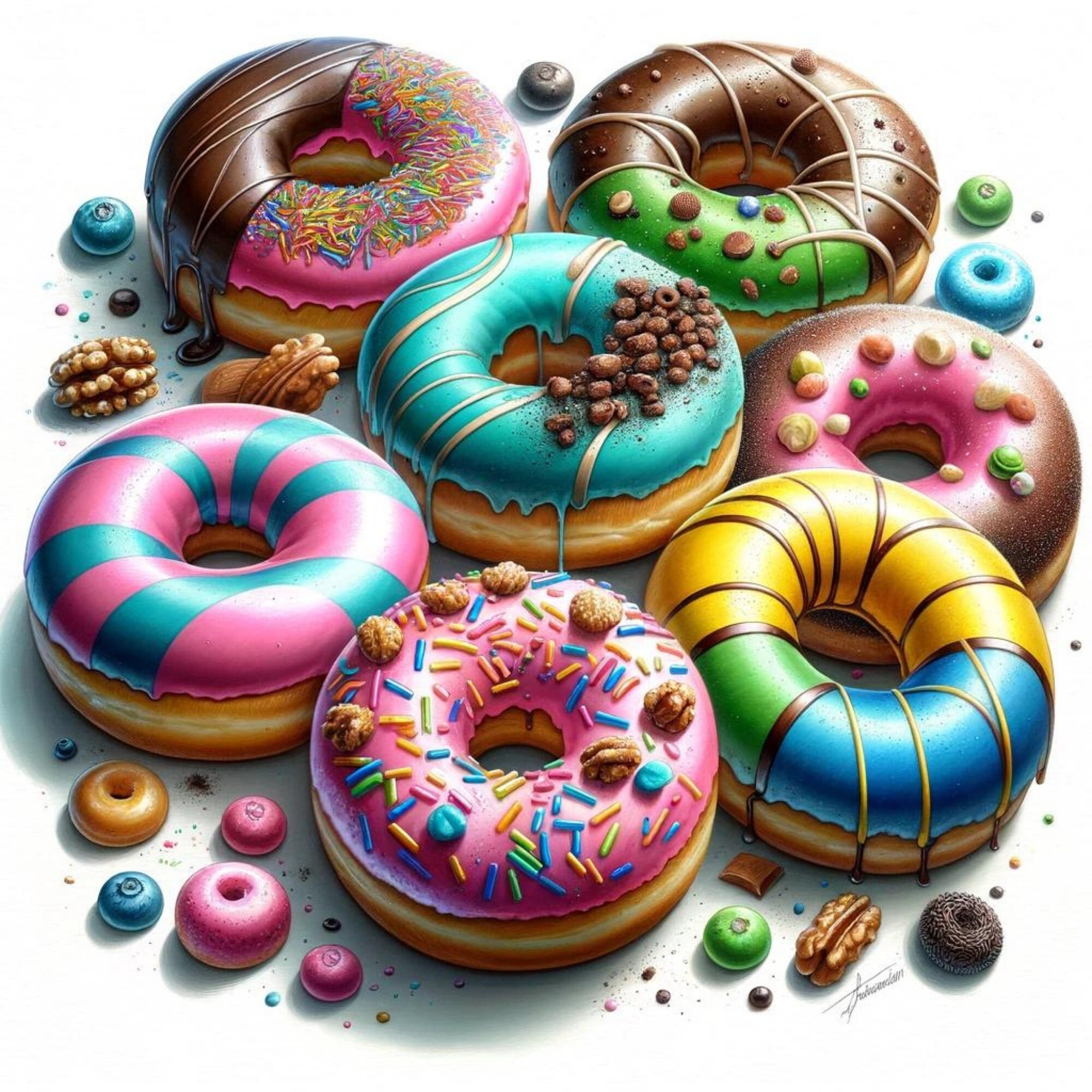 Colorful Donut Clipart Set, Sweet Treats for Digital Scrapbooking ...