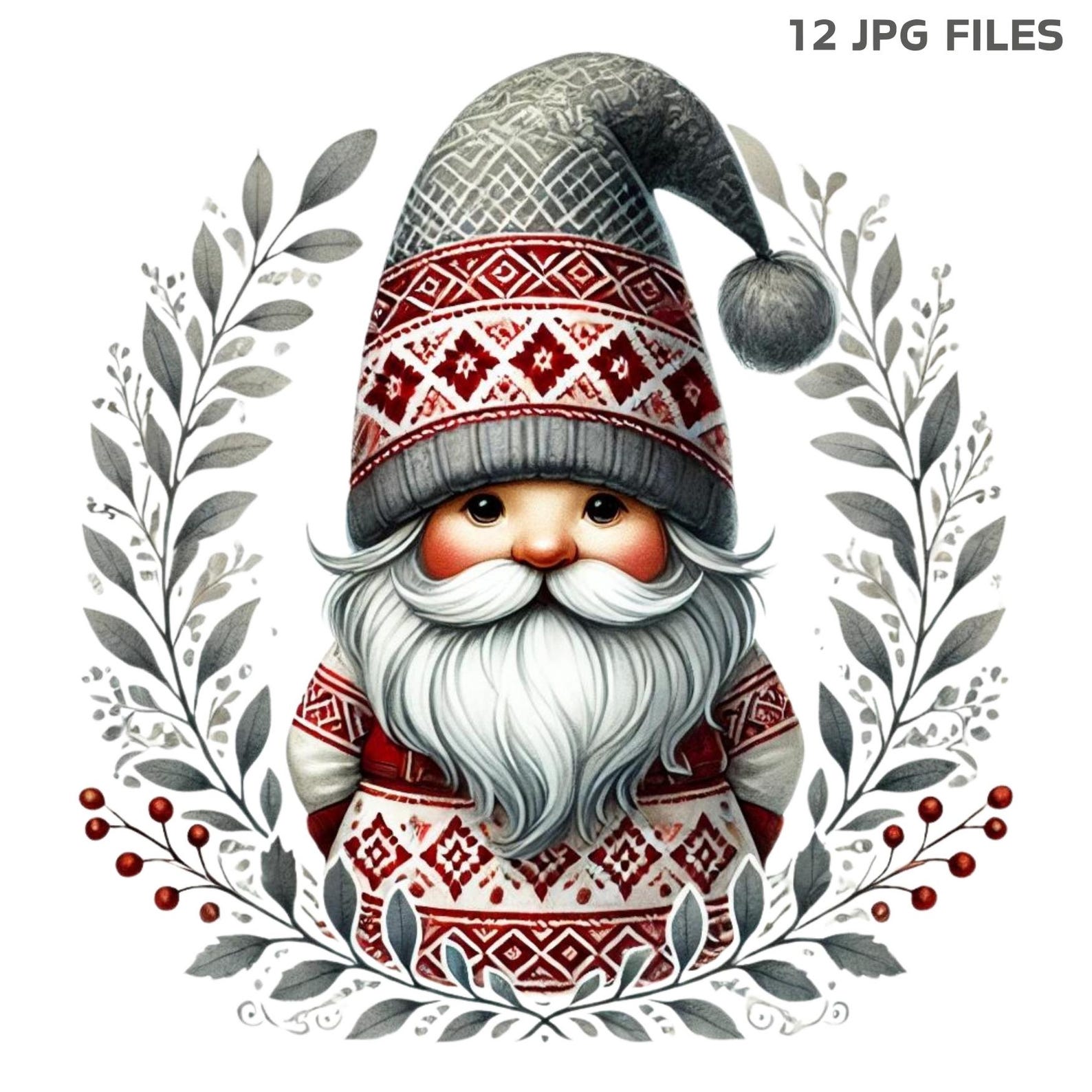Nordic Tomte Gnome Clipart, Watercolor Images, Junk Journal, Christmas ...