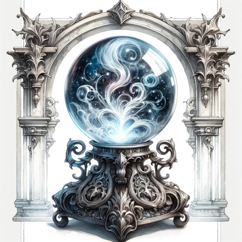 Gothic Crystal Ball Clipart, Instant Download for Digital Crafting ...