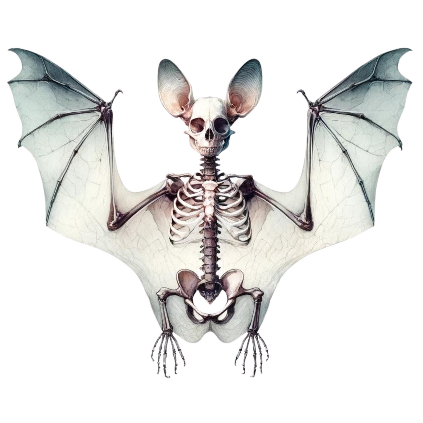 Vintage Bat Skeleton Clipart, Halloween Images for Junk Journals ...