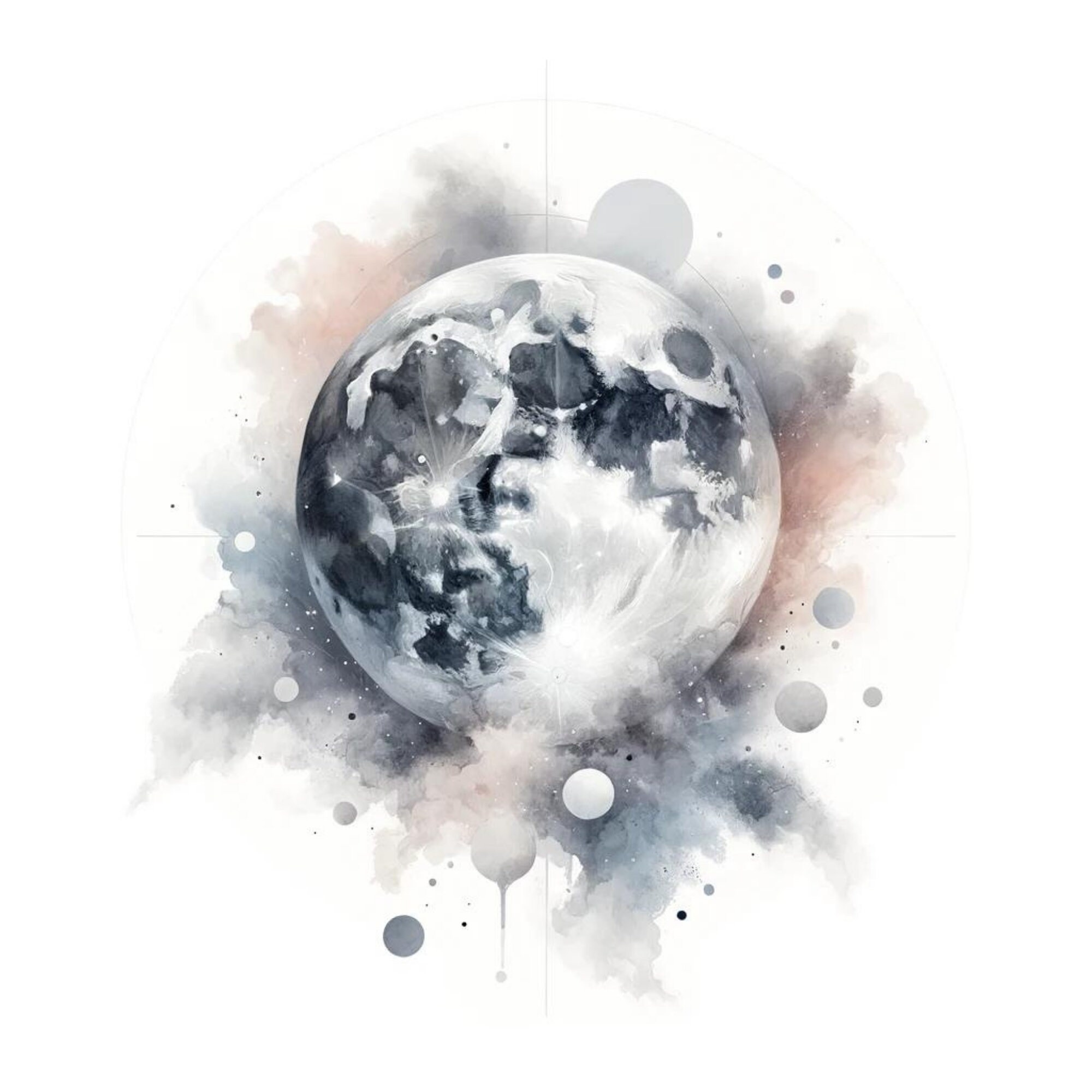 Abstract Moon Shapes Printable Art, Digital Watercolor Clipart for ...