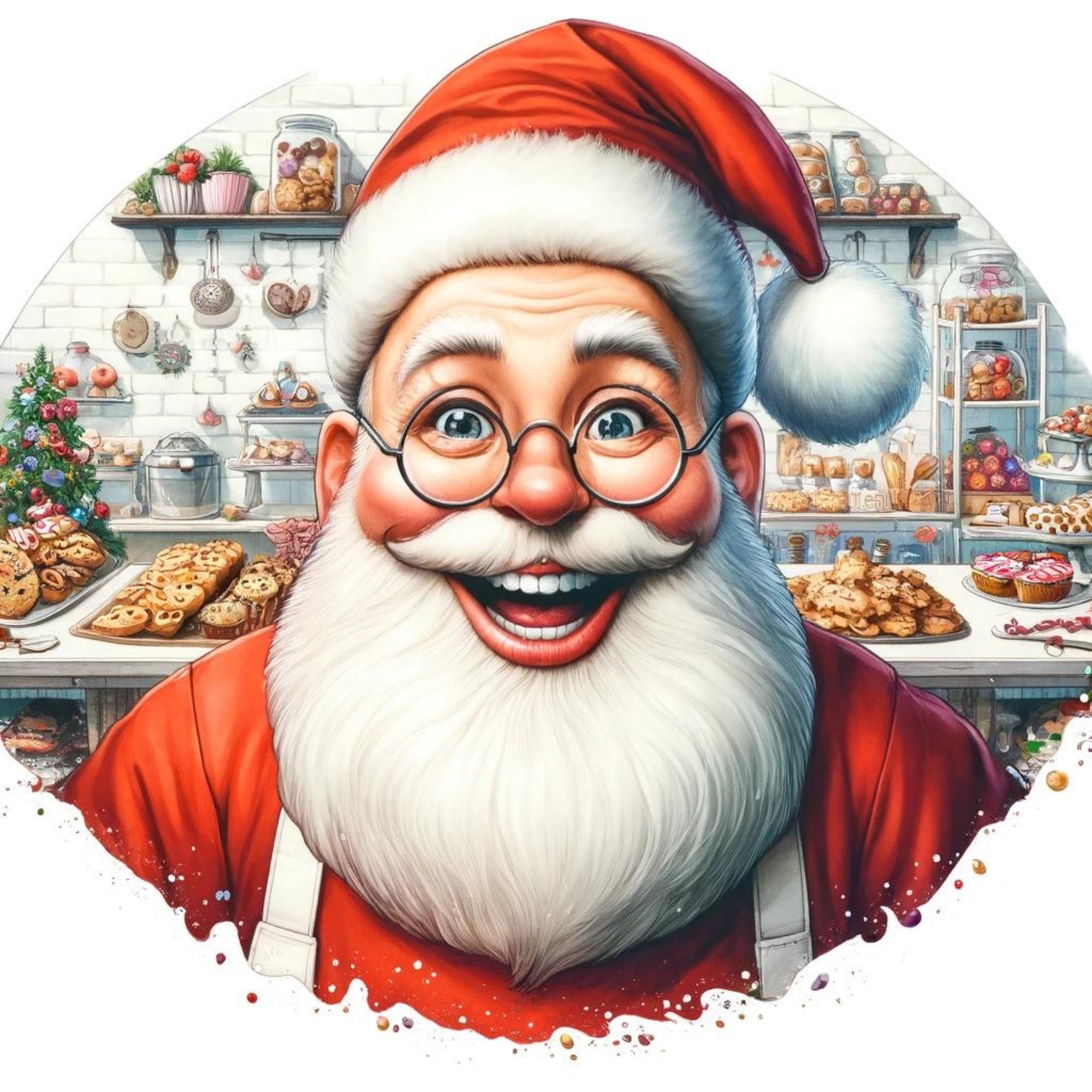 Santa Bakery Clipart & Retro Santa JPG, Junk Journal Commercial Use ...