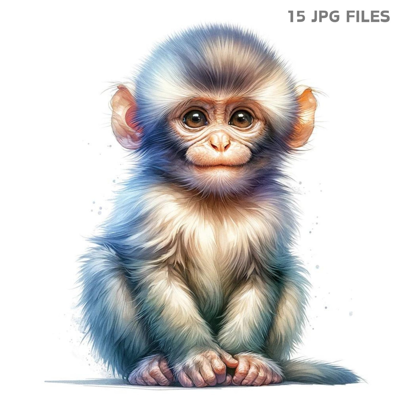 Cute Monkey Animal Clip Art for Digital Crafting, Baby Shower Decor ...