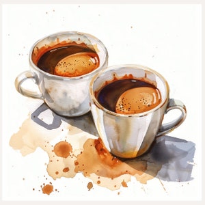 9 Watercolor Coffee Cups Clipart Set, Digital Art for Scrapbooking and ...