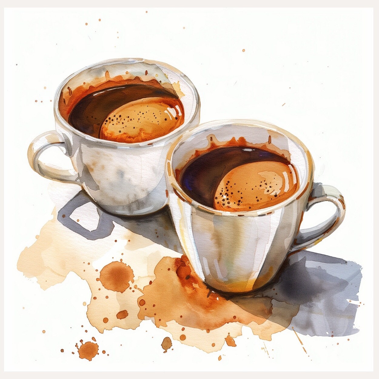 9 Watercolor Coffee Cups Clipart Set, Digital Art for Scrapbooking and ...