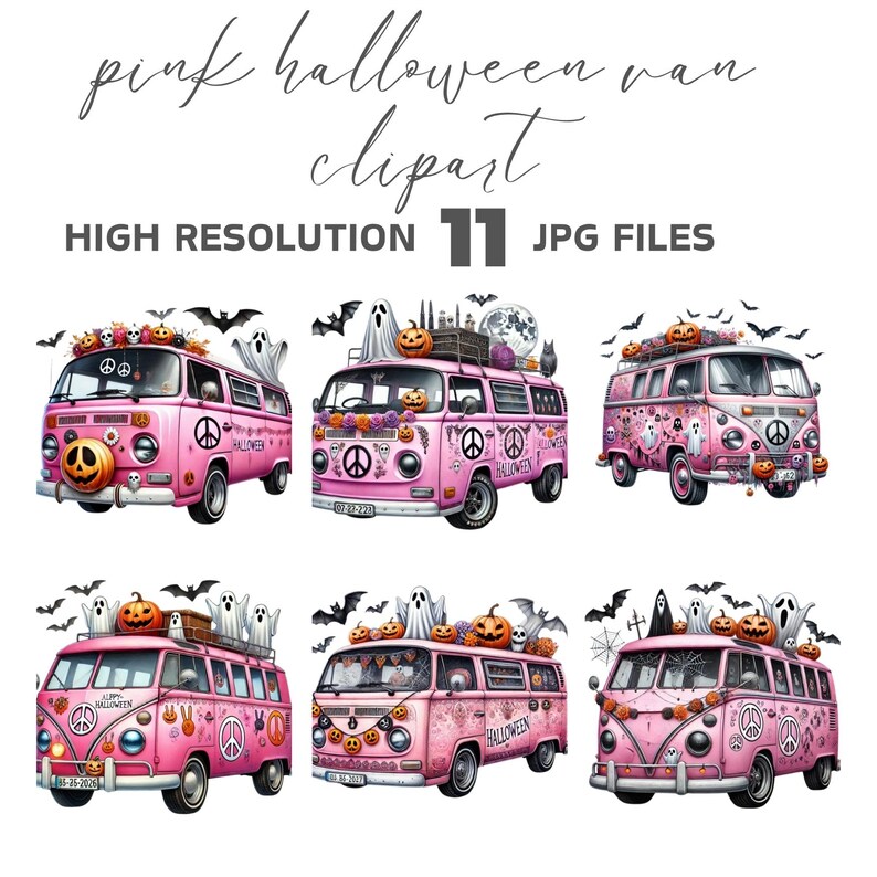 Pink Halloween Van, Hippie Halloween Theme, High Resolution JPG ...