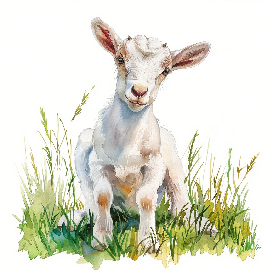 Watercolor Clipart Cute Goat Instant Download JPG Files for Farm Life ...