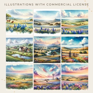 14 Watercolor Texas Landscape Digital Image Printable Design ...