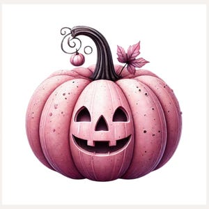 Pink Halloween Pumpkin Clipart Bundle, Watercolor Images for Digital ...