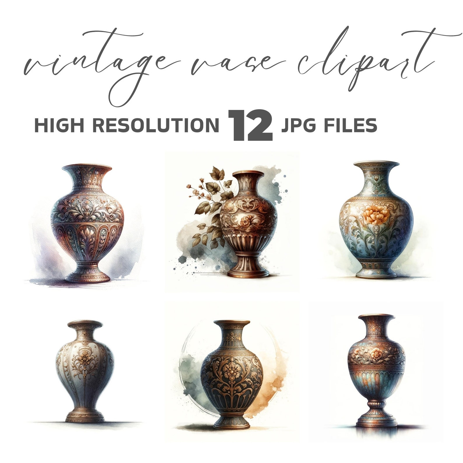 Vintage Vase Collage Images, Instant Download for Commercial Use in ...