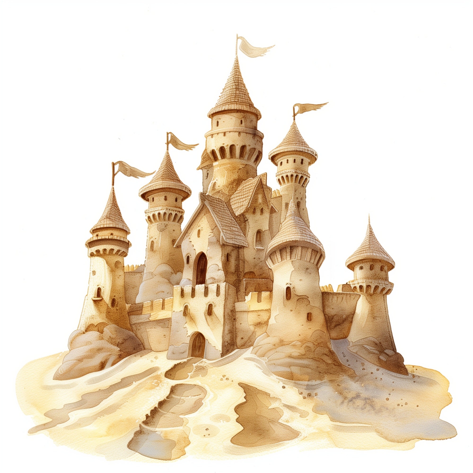 Sand Castle Clipart for Scrapbooking, Commercial Use Digital Art ...