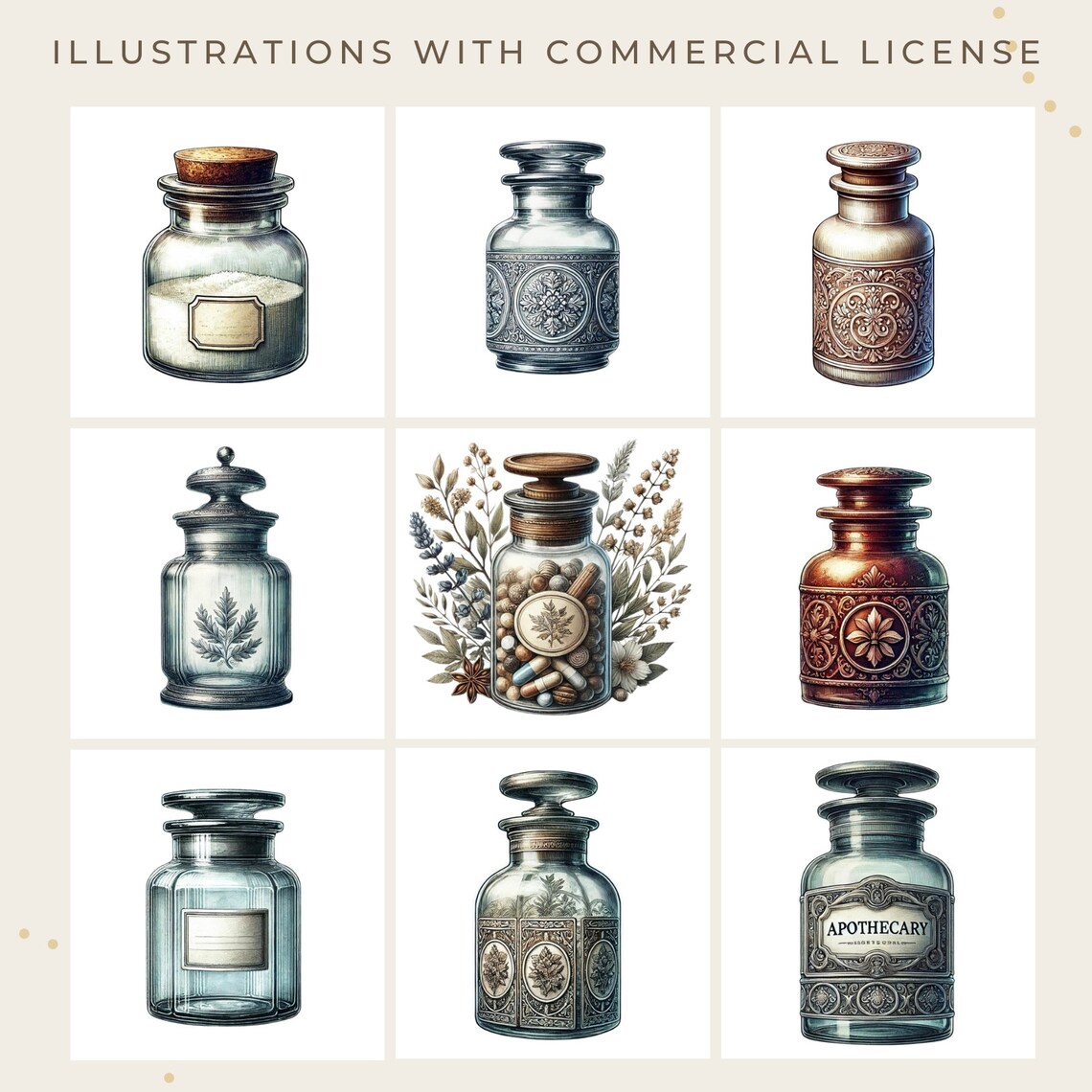 Vintage Apothecary Jar Clipart, Potion Bottles, Magic Potions, Digital ...