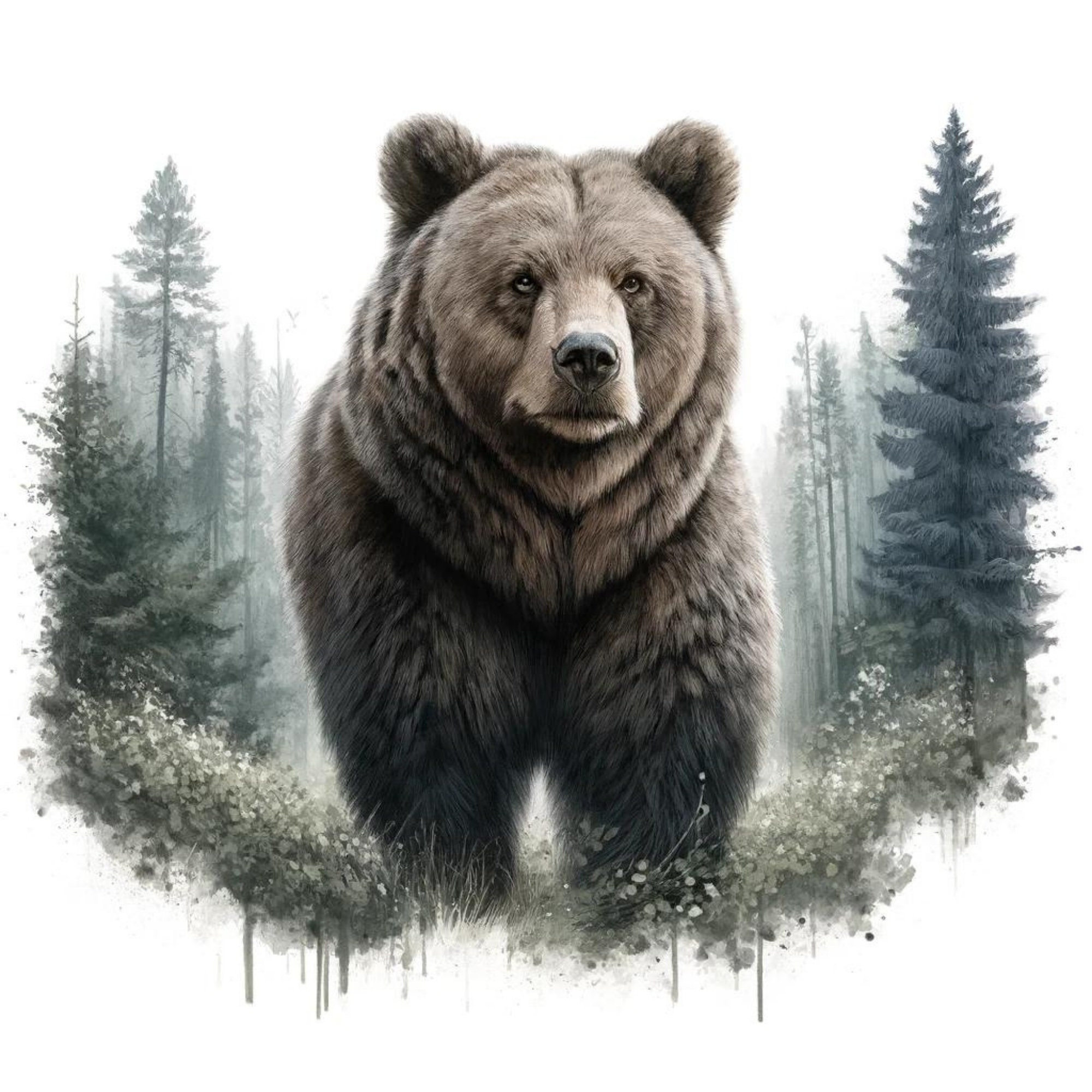 Bear in the Forest Collage Images, Commercial Use Scrapbook Ephemera ...
