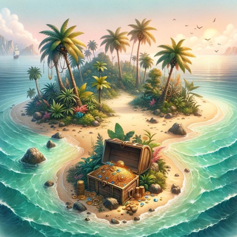 Treasure Island Landscape Digital Clip Art Bundle, Scrapbook Images ...