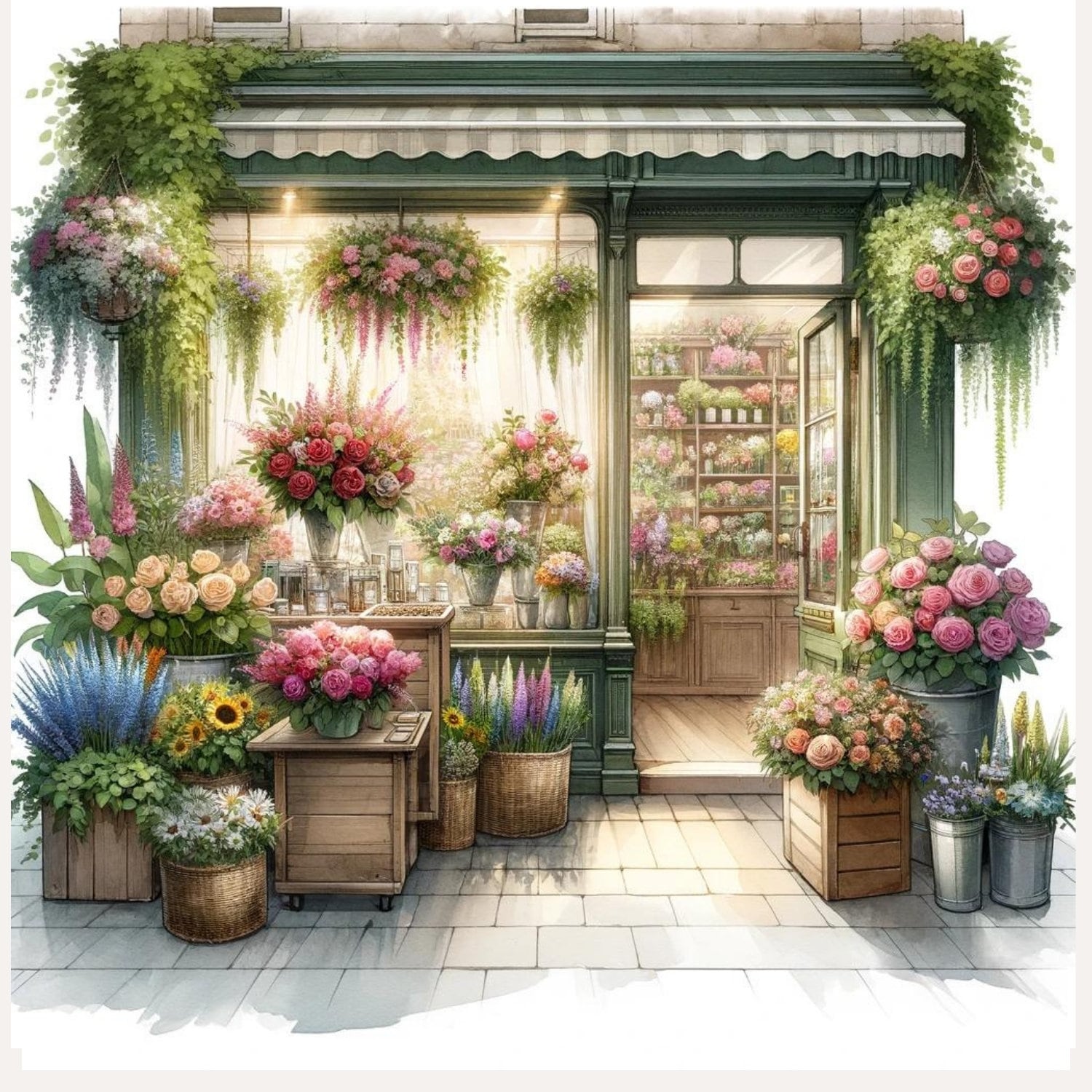 10 Digital Scrapbook Paper Pack Floral Shop Clipart Bundle, Printable ...