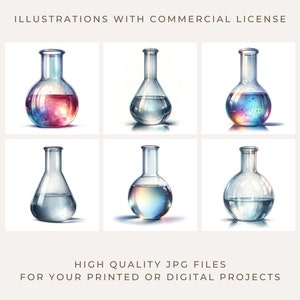 Flask and Chemistry Supplies Clipart for Collage Images, Paper Crafts ...