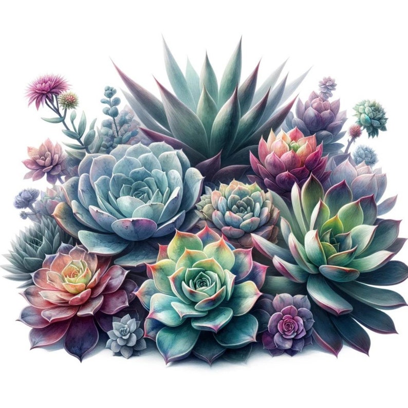 Watercolor Succulent Plant Clip Art for Junk Journals and Printable Art ...