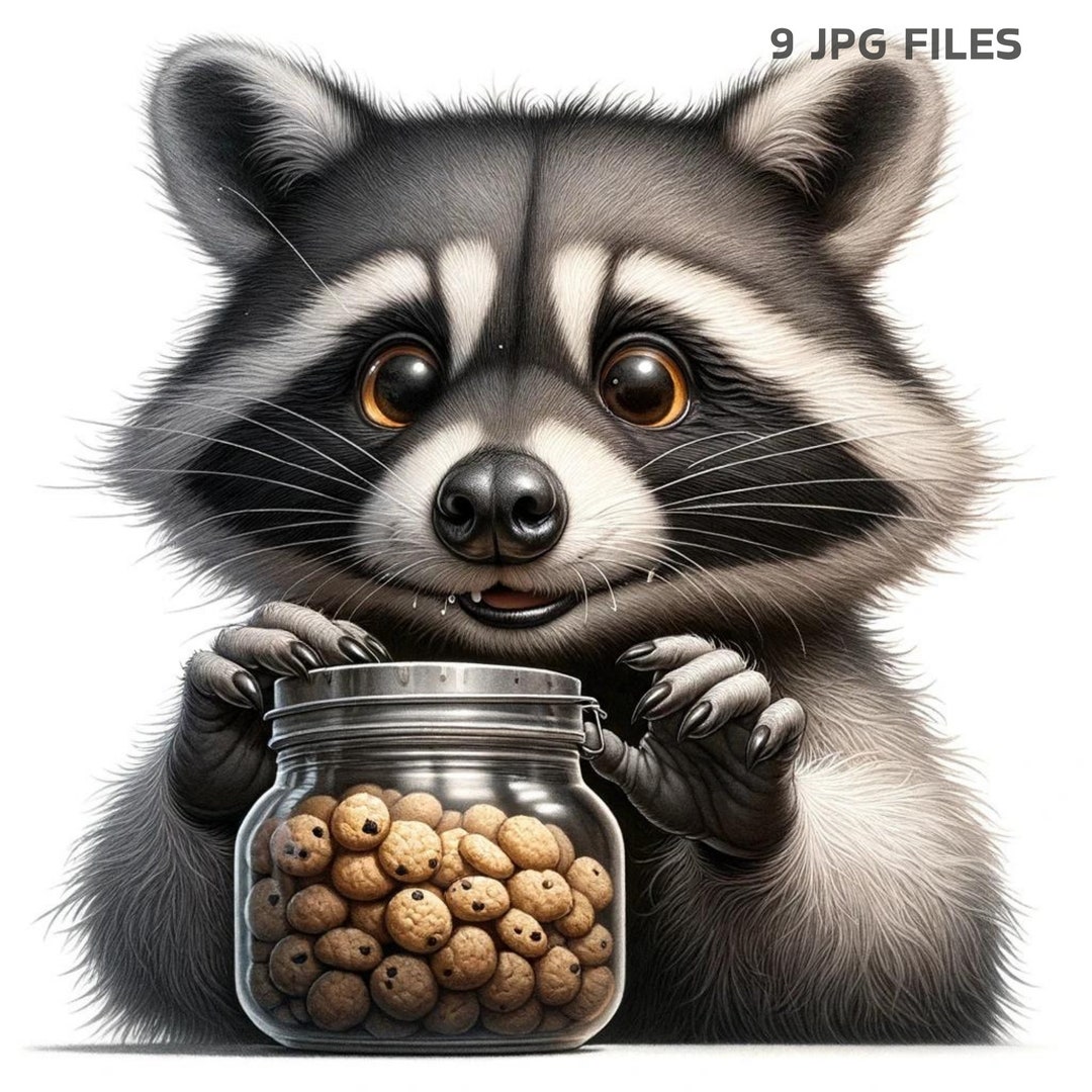 Funny Raccoon Watercolor Clipart for Scrapbook & Digital Crafting ...