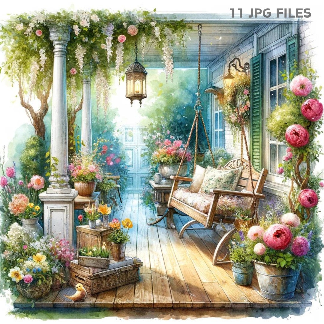 11 Shabby Chic Outdoor Porch Decor Kit, Paper Craft, Front Porch ...