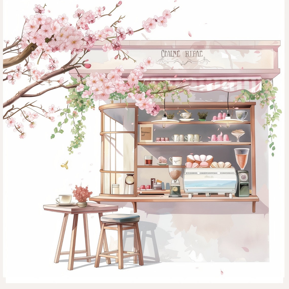 9 Spring Coffee Shop Clipart, Watercolor Floral Images for Junk ...