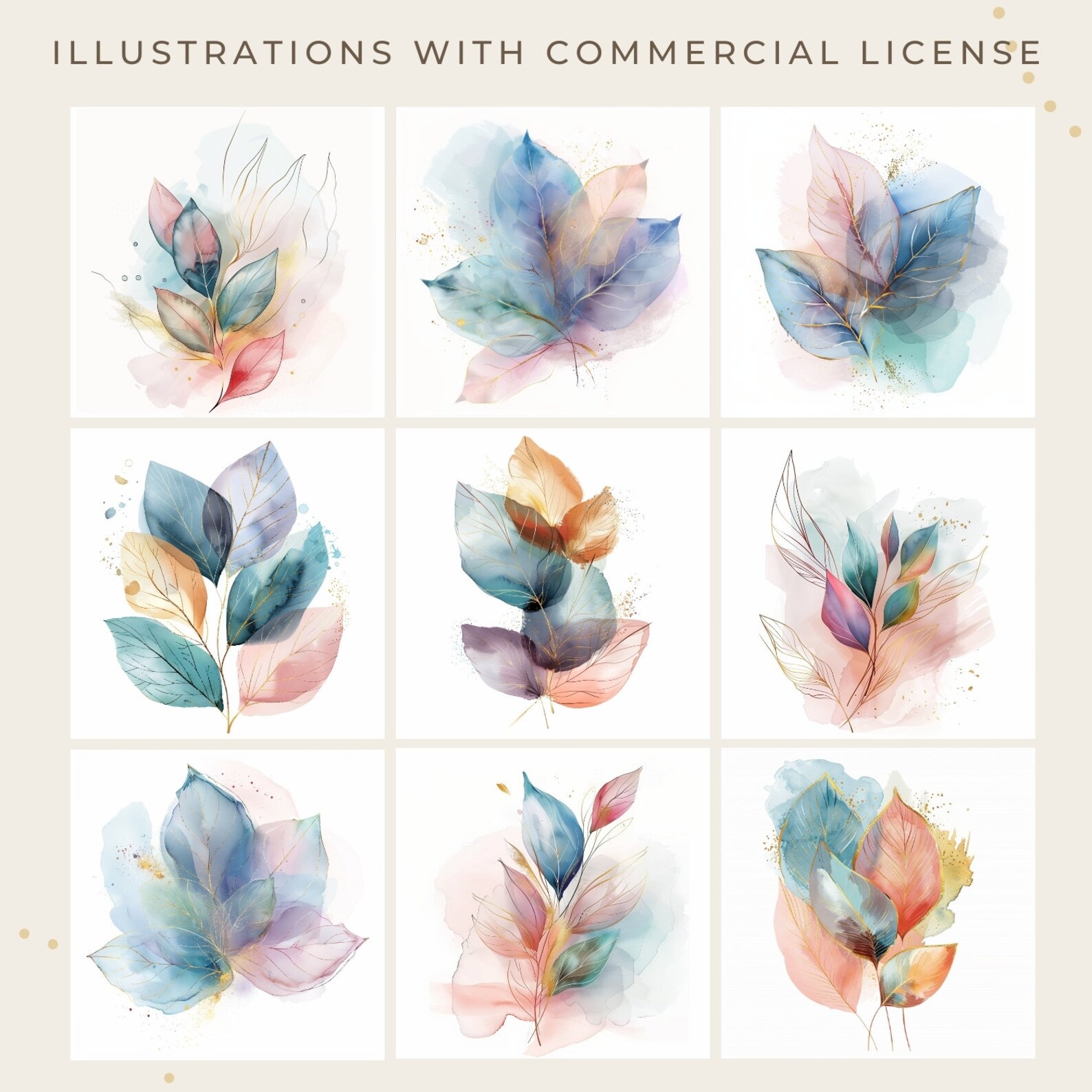 10 Abstract Flowers Digital Design, Floral Clipart for Commercial Use ...