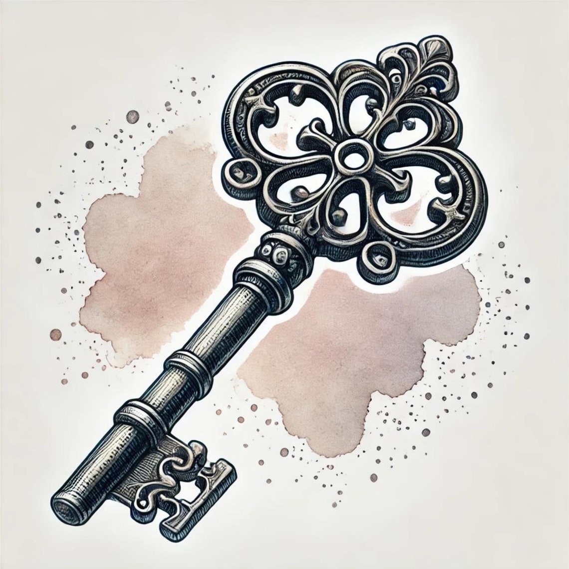 Vintage Key Clipart Bundle, Watercolor Collage Images for Junk Journals ...