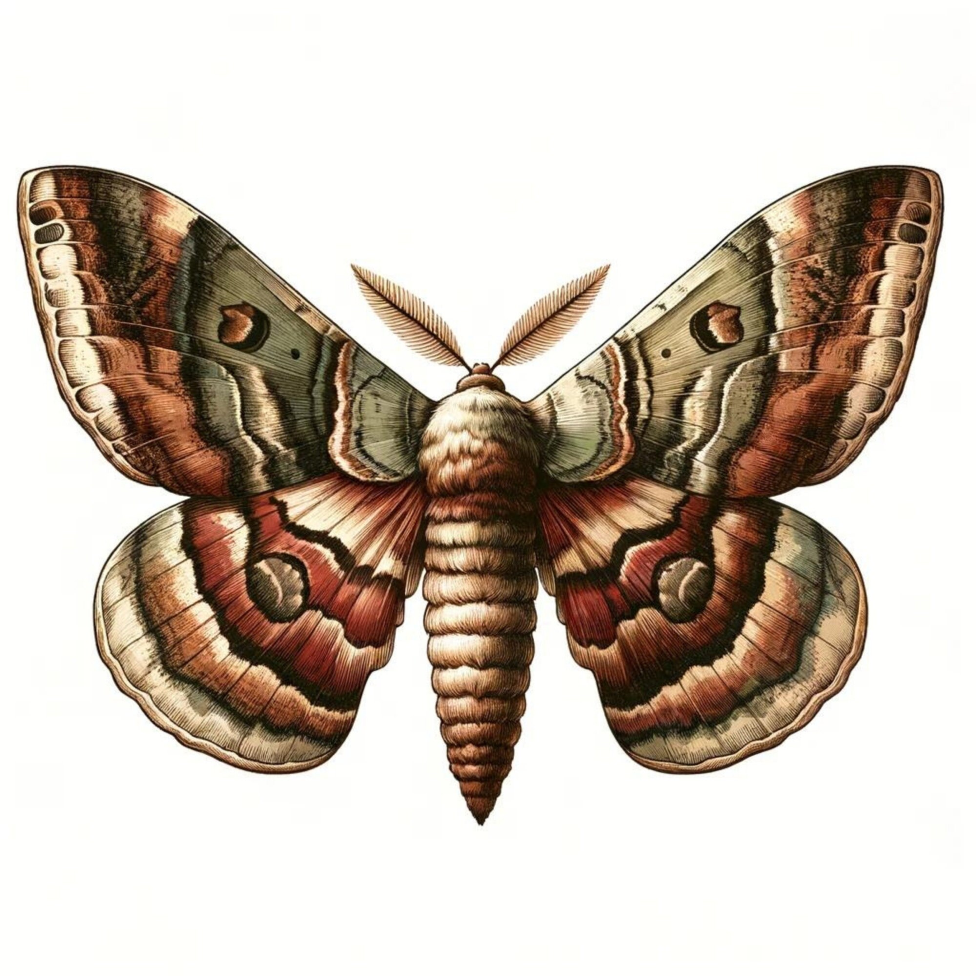 Vintage Moth Ephemera, Instant Download, Watercolor Luna Moth Clipart ...