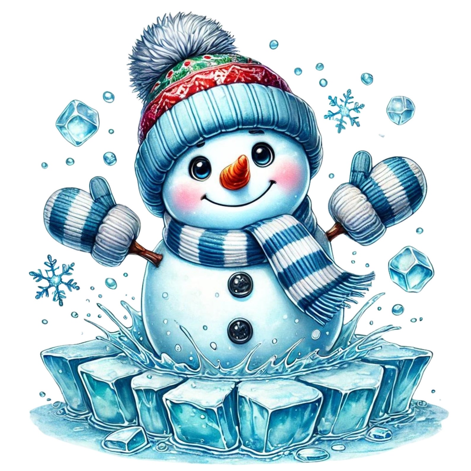 Funny Snowman With Ice Floes, Digital Images for Junk Journals, Crafts ...