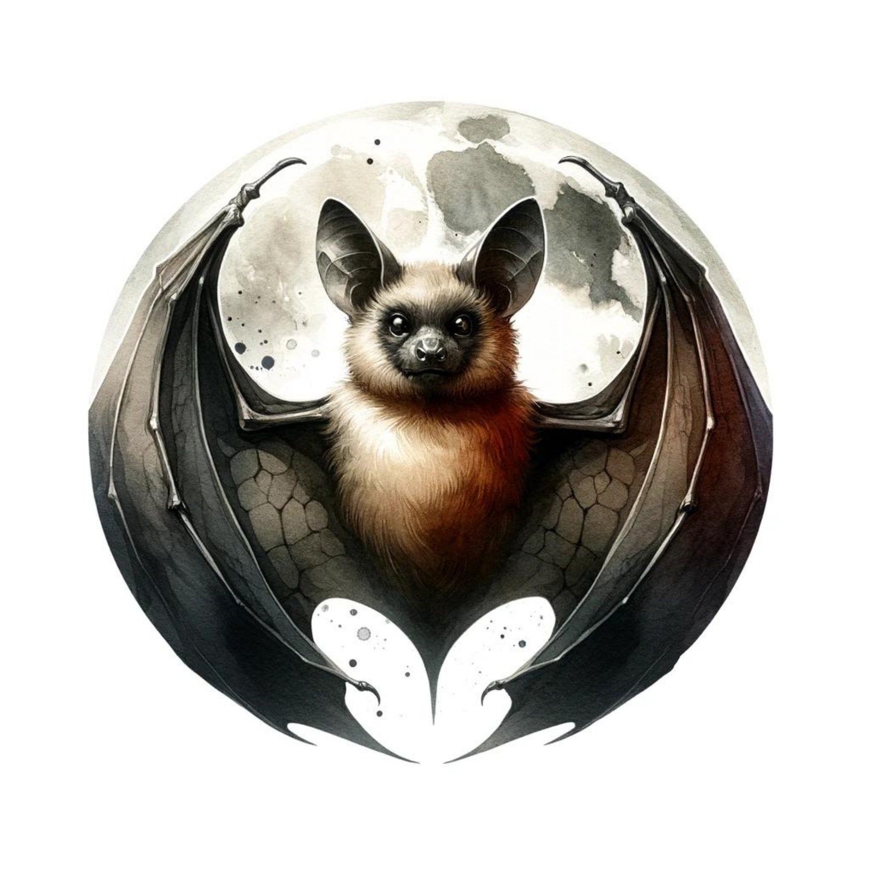 Vintage Watercolor Halloween Bat Clipart Bundle, Digital Crafting ...