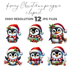 Christmas Penguins Clipart, Instant Download, Winter Wonderland ...