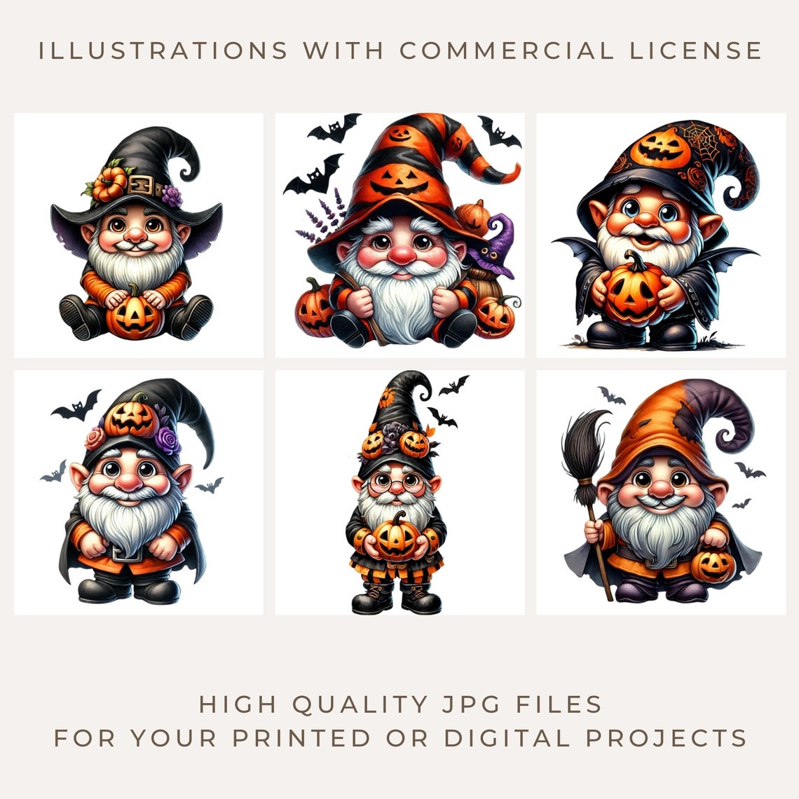 Halloween Gnome Stickers Digital Clipart Images for Junk Journals ...