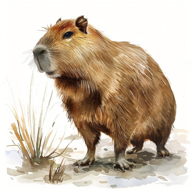 Wild Capybara Watercolor Clipart Set for Commercial Use, Instant ...