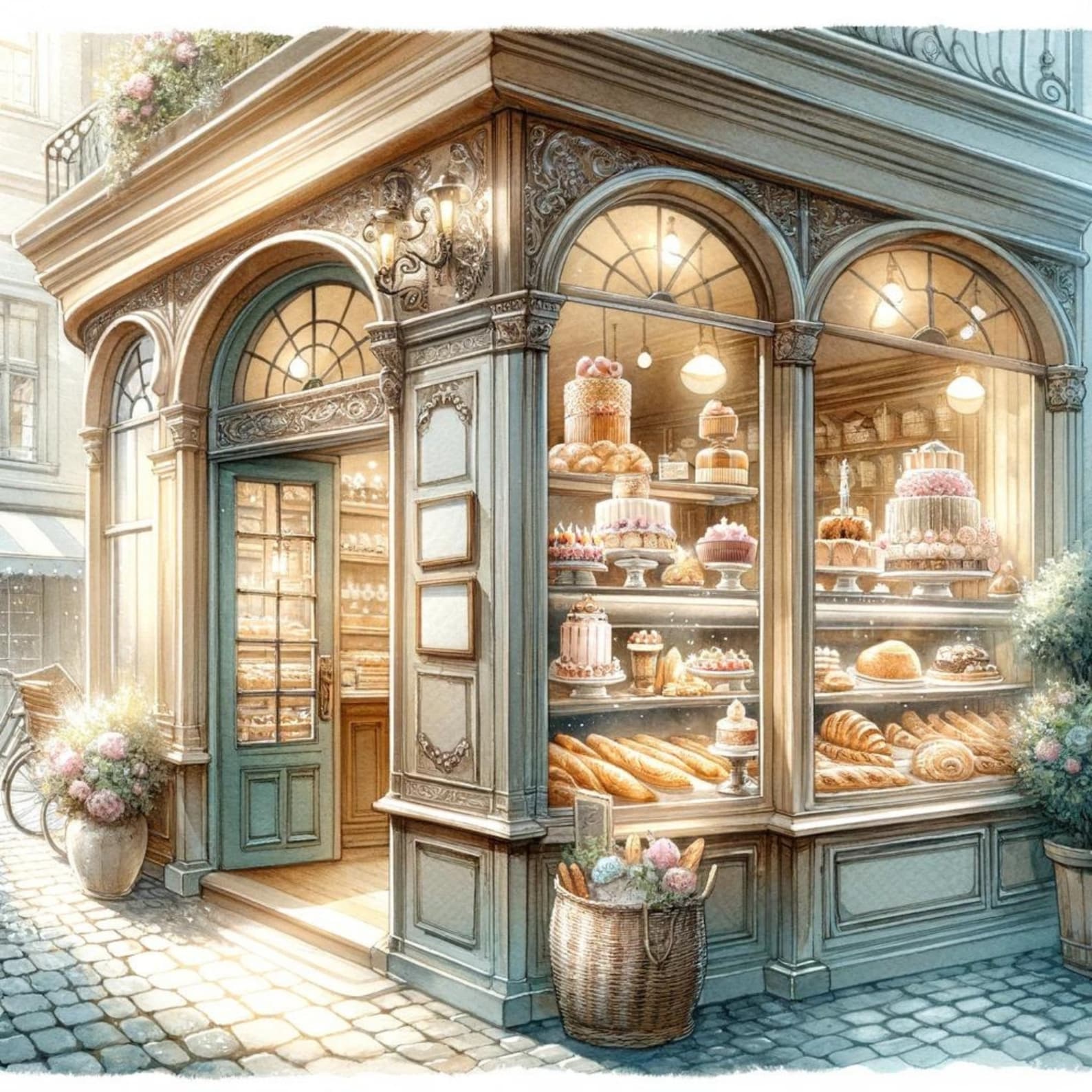 12 Watercolor Bakery Food Shop Clipart, Baking & Kitchen Printable Art ...